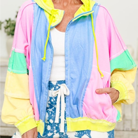 BiBi | Tops | Nwt Bibi Pastel Neon Colorful Womens Full Zip Hoodie ...